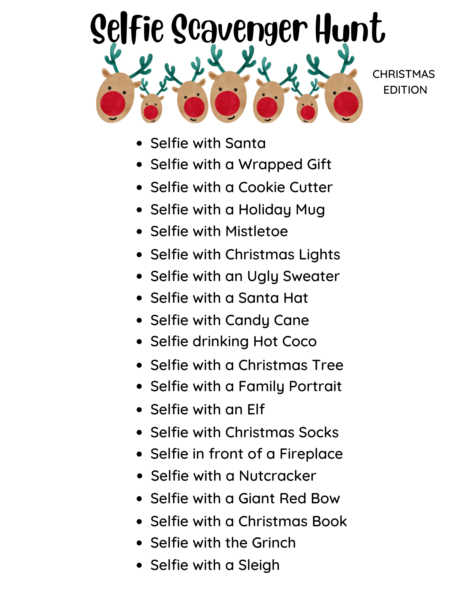 Selfie Scavenger Hunt- Christmas Editions