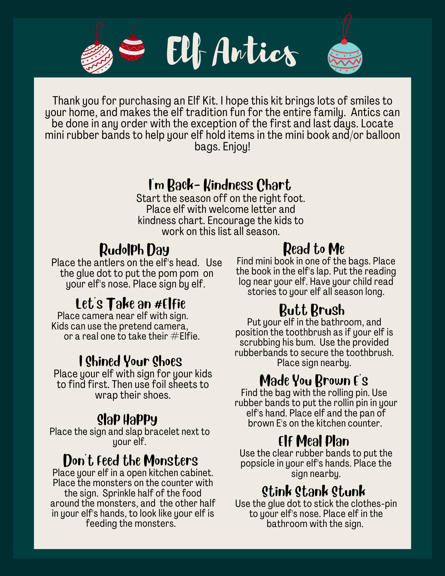 Tips and Tricks for Elf Antics Christmas Elf Kits